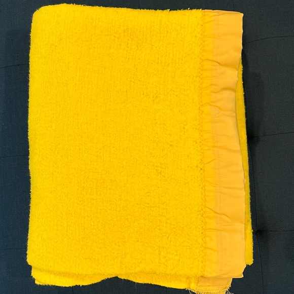 Bedding | Vintage Mustard Yellow Satin Trim Blanket | Poshmark